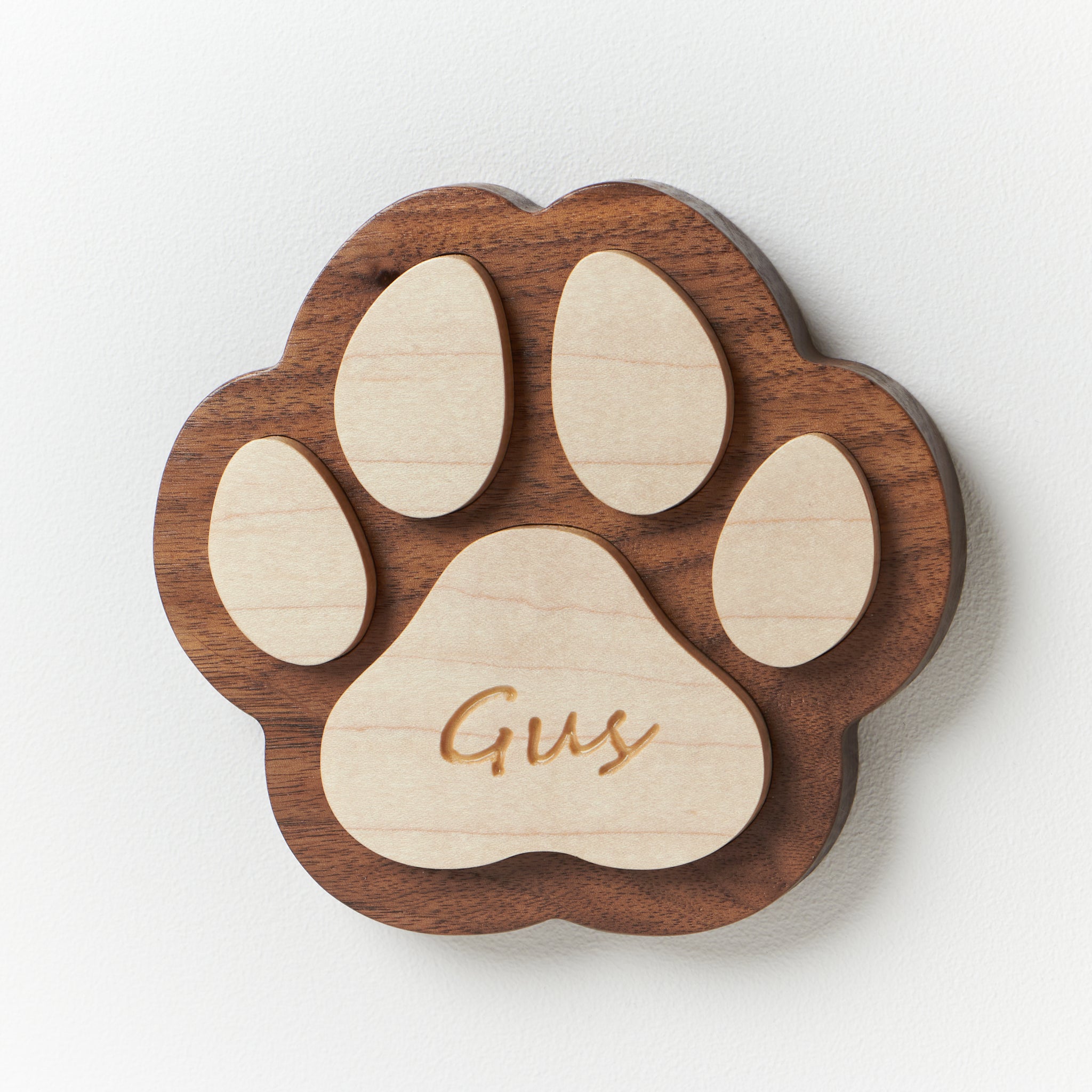 3D-effect Wood Engraved Paw Print, made with Walnut & Maple hardwoods ...