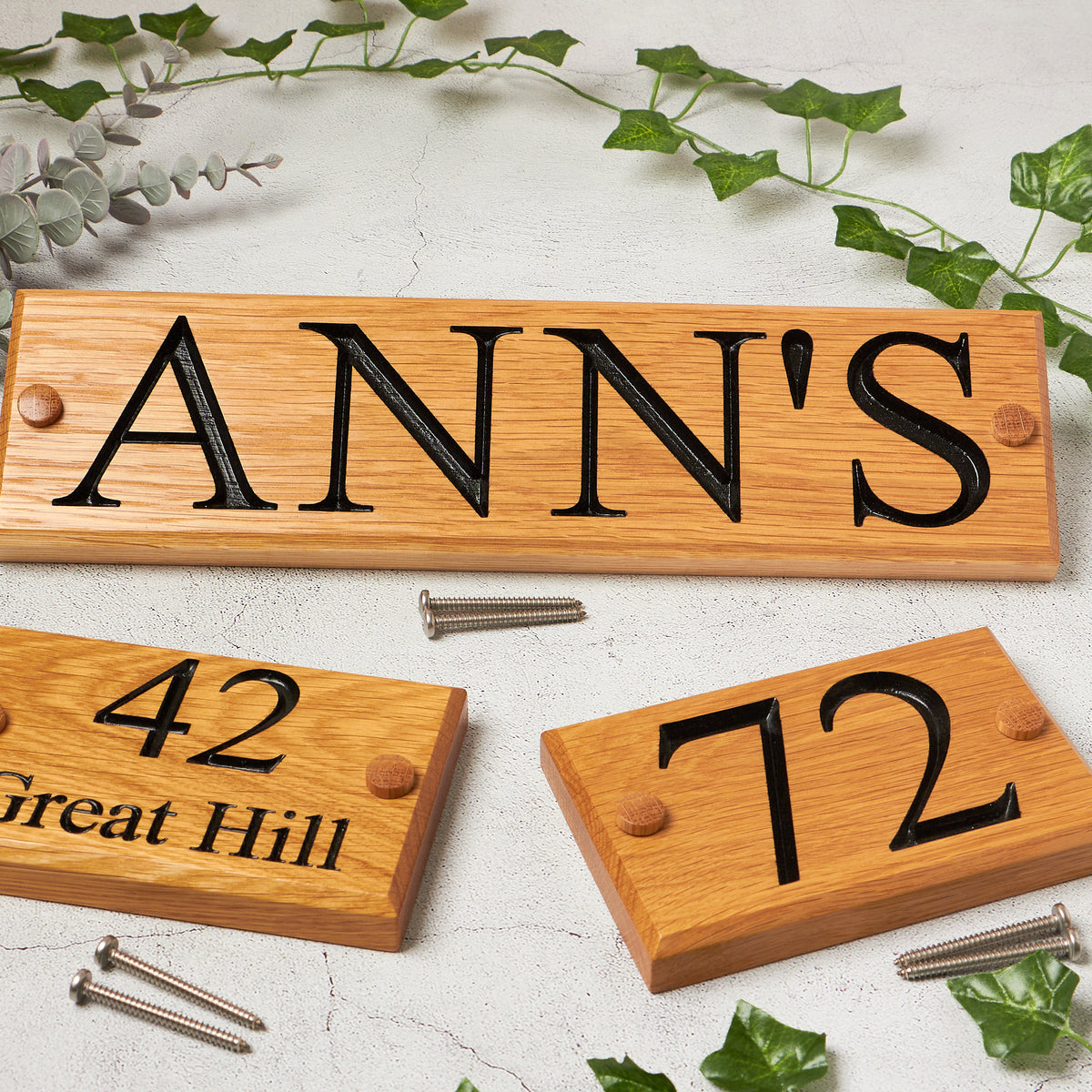 Engraved Oak House Name/Number Sign – That Woodhouse Mouse